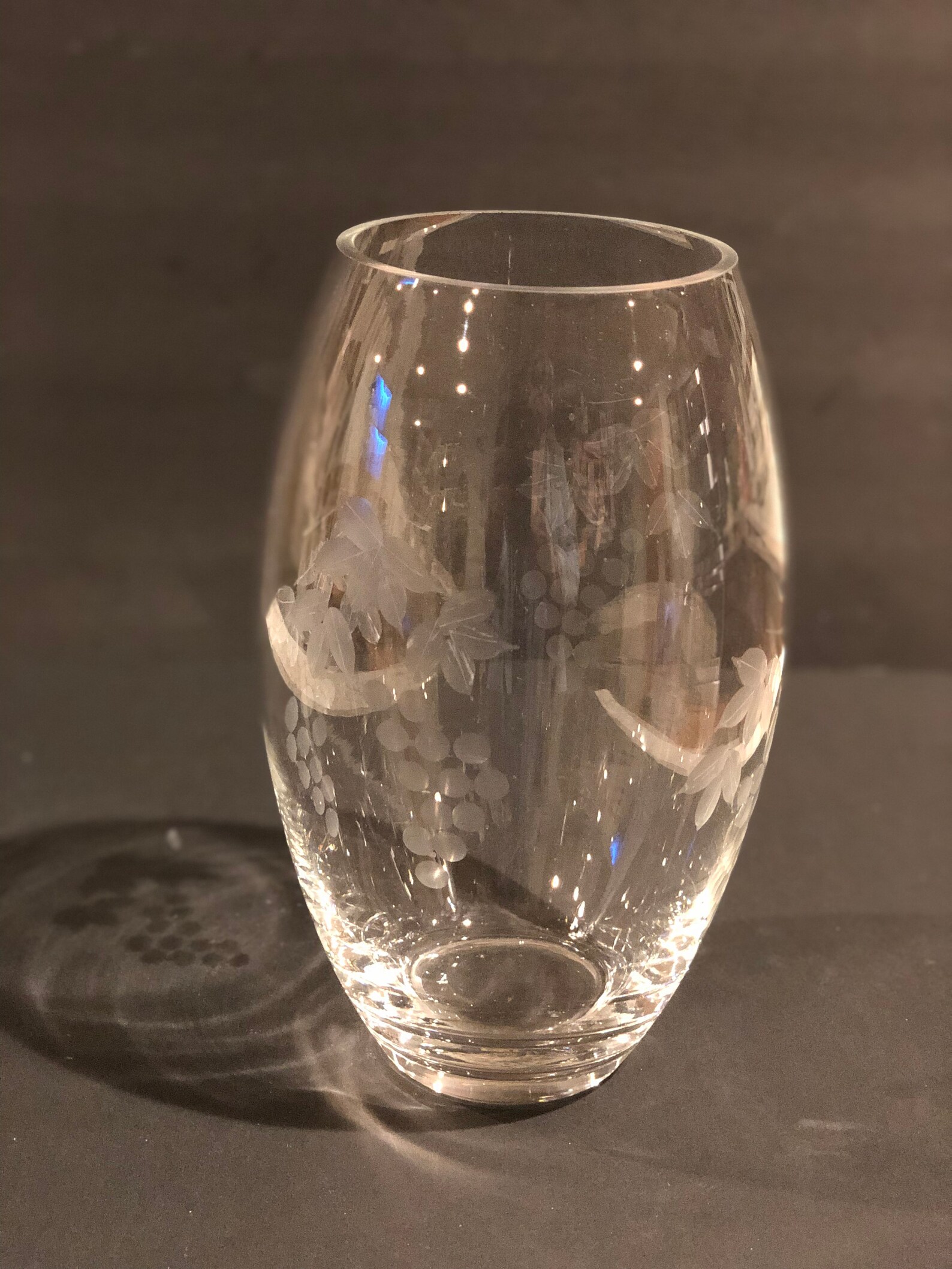 9 Etched Crystal Vase With Grapes and Leaves - Etsy
