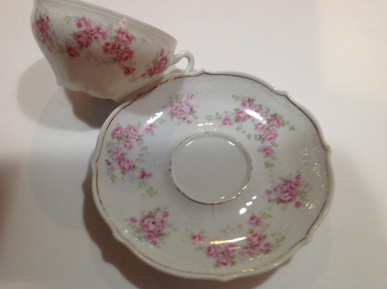 Carl Tielsch C.T. Pink Rose Pattern Tea Cup and Saucer - Etsy