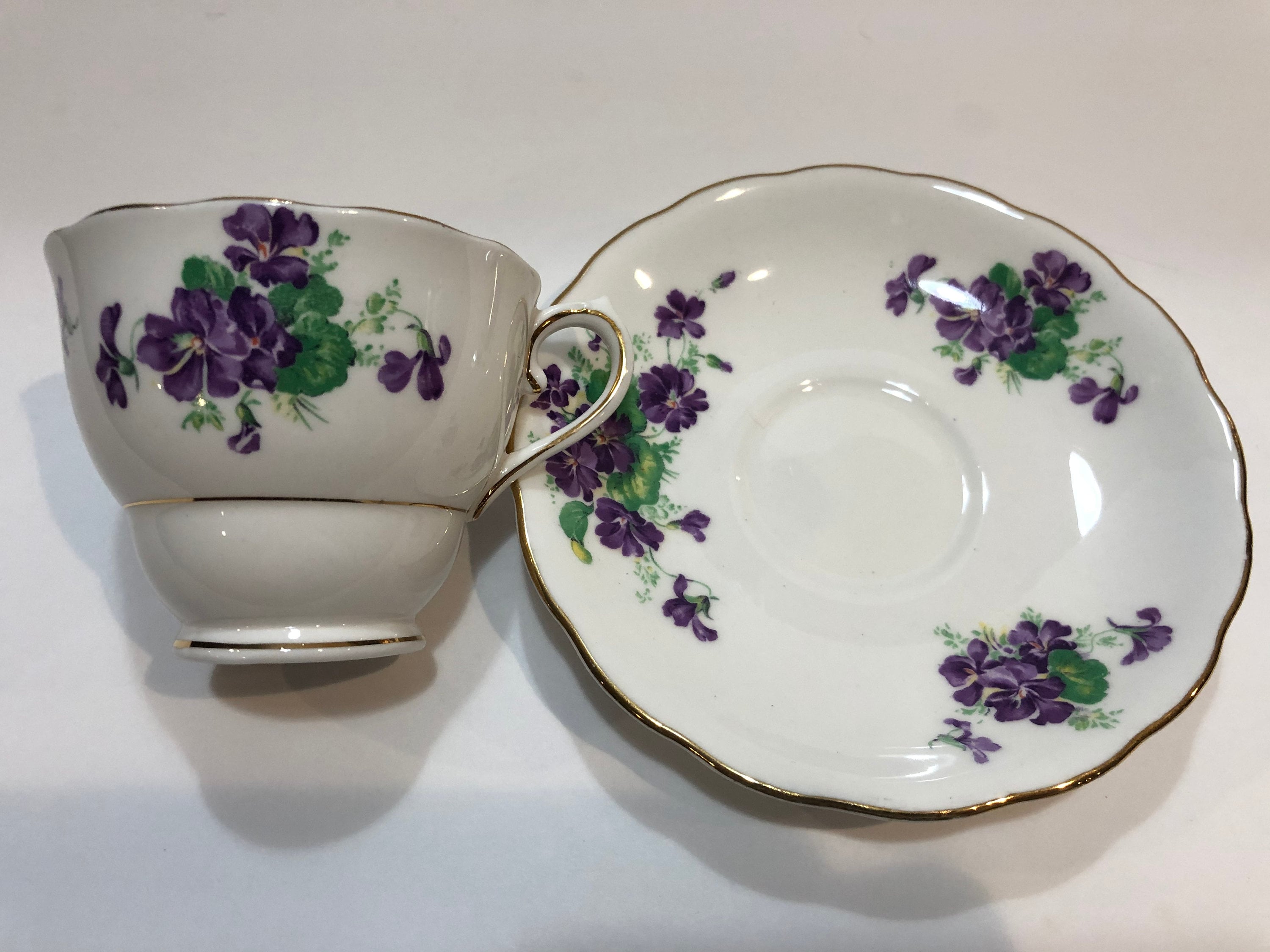 Colclough Bone China Tea Cup and Saucer Violets Brilliant - Etsy