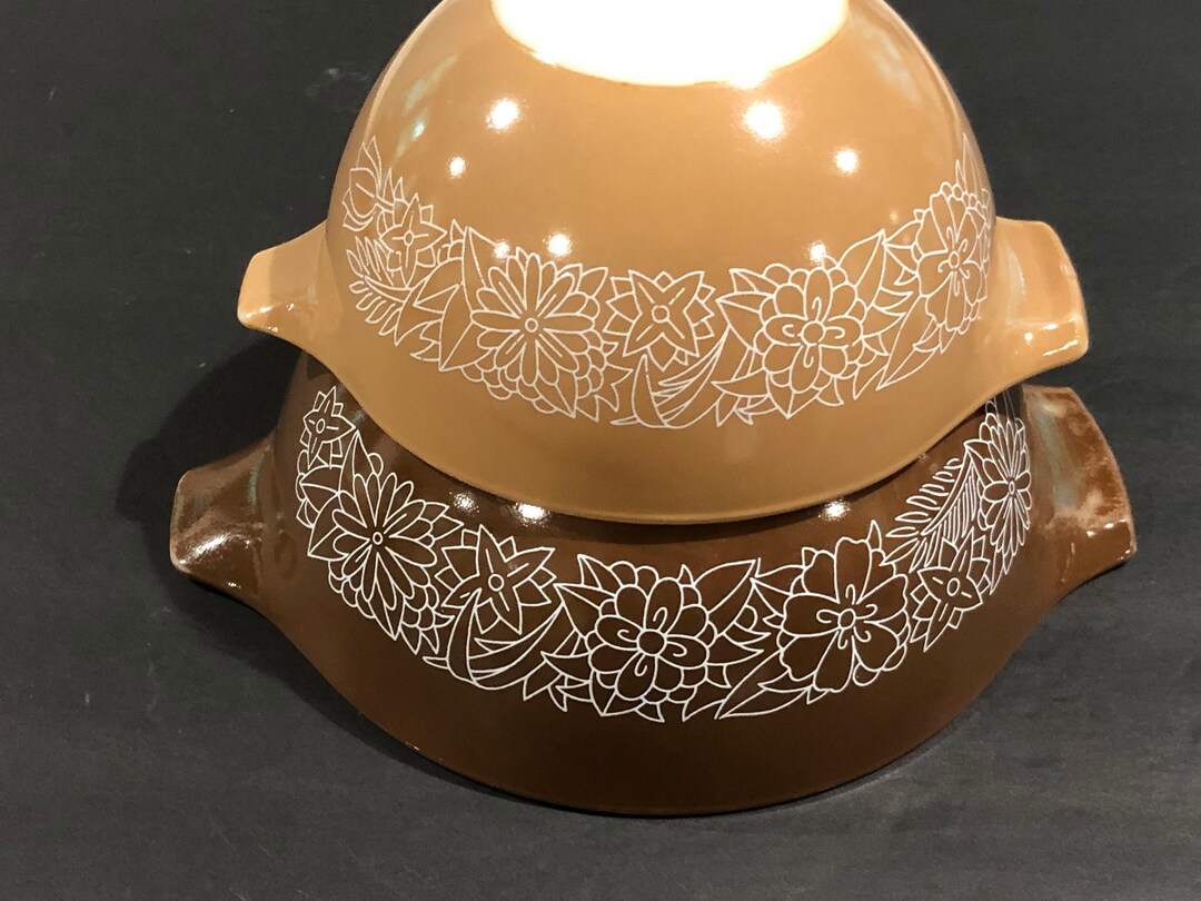 Pyrex 441 & 442 Woodland Brown Pattern - Etsy