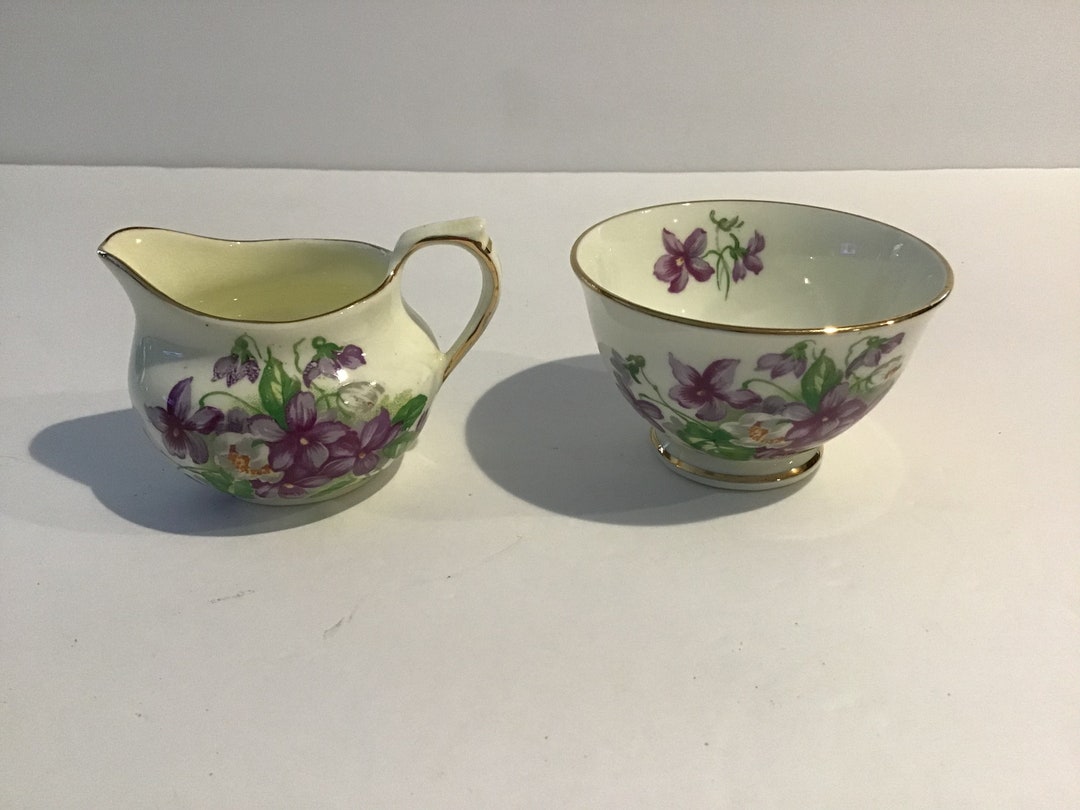 Sutherland, Bone China, Small Sugar Bowl and Creamer, Devon Violets - Etsy