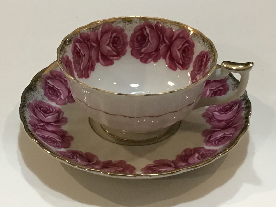 Porcelain Tea Cup, Pink Roses, Gold Rims and Handle, Made in Japan - Etsy