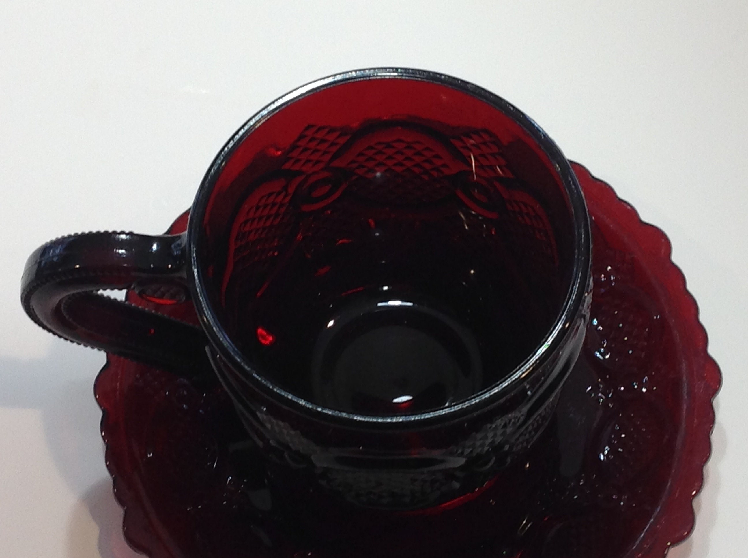 Avon Cup and Saucer Cape Cod Ruby Red Glass | Etsy