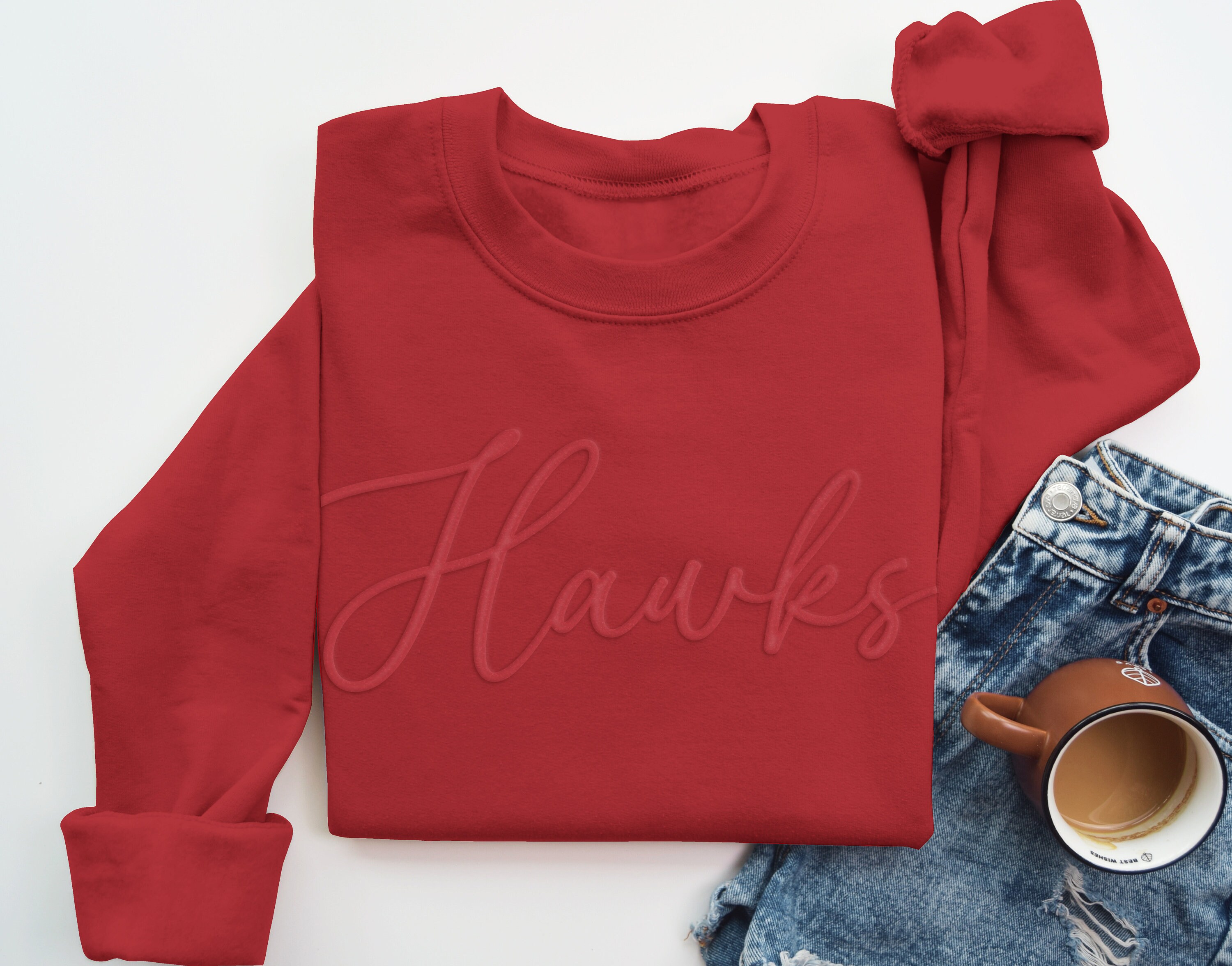 Custom Puff Print Team Sweatshirt, Embossed School Mascot - Etsy