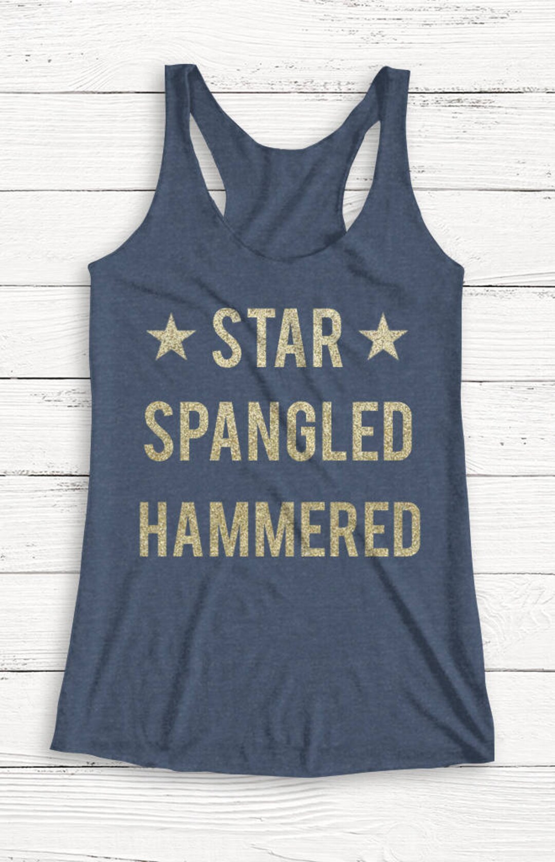 Star Spangled Hammered Tank Top - 4th of July Patriotic Tee - Etsy