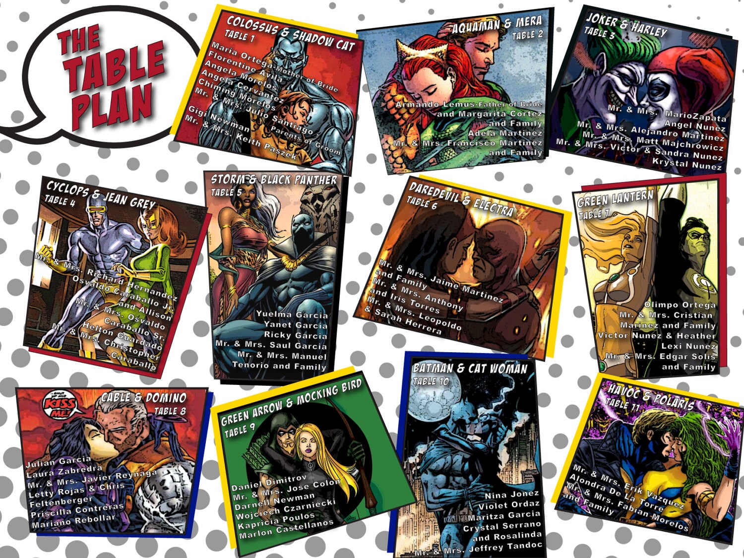 SUPERHERO SEATING CHART - Etsy