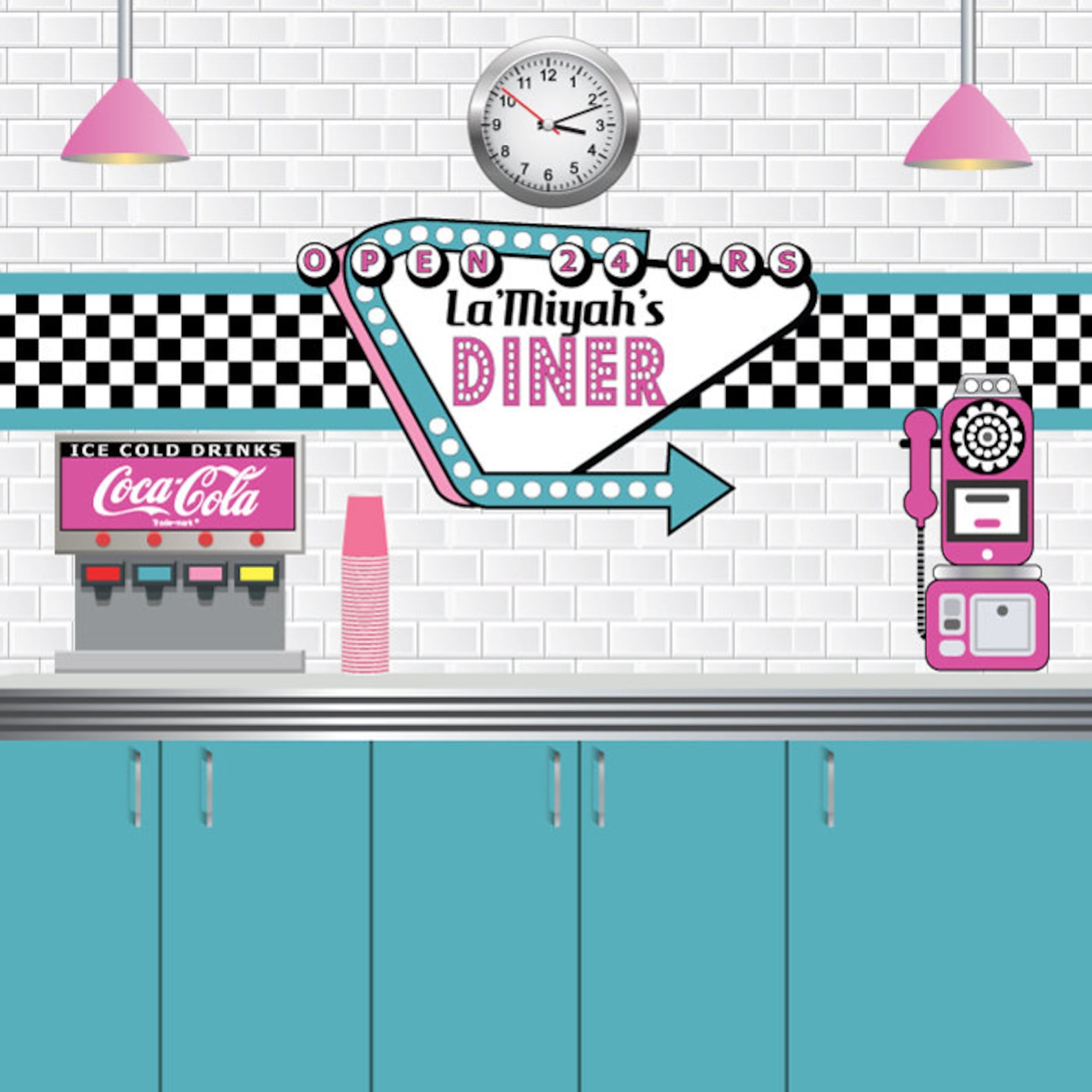 Retro 50's Diner Backdrop - Etsy