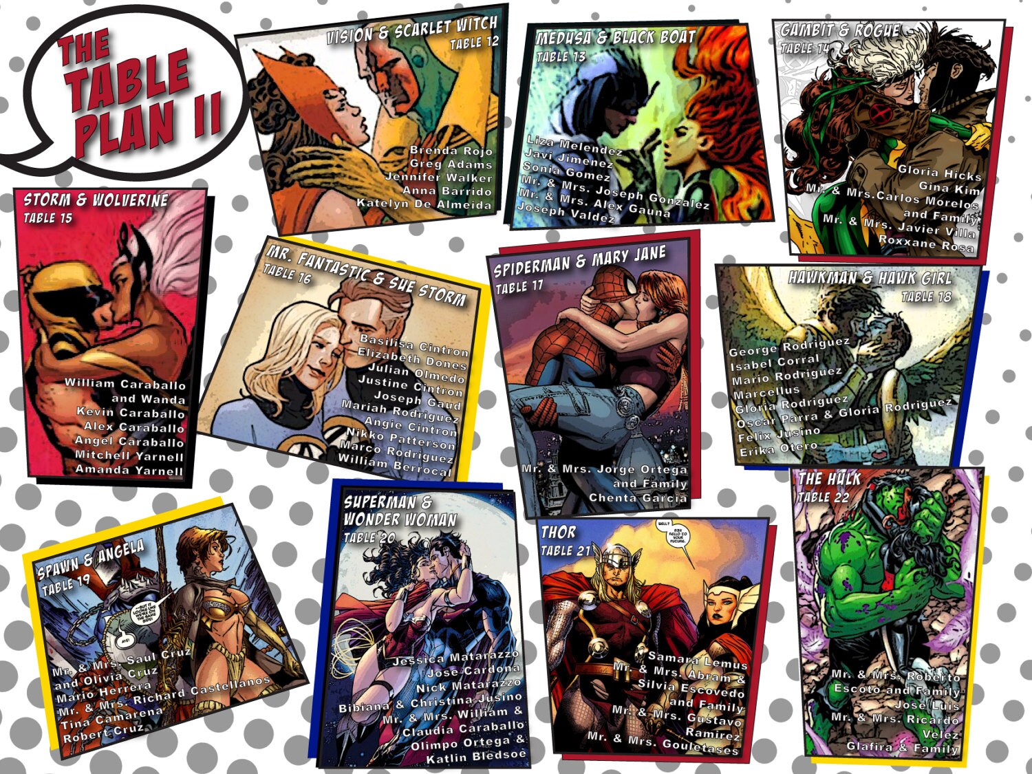 SUPERHERO SEATING CHART - Etsy