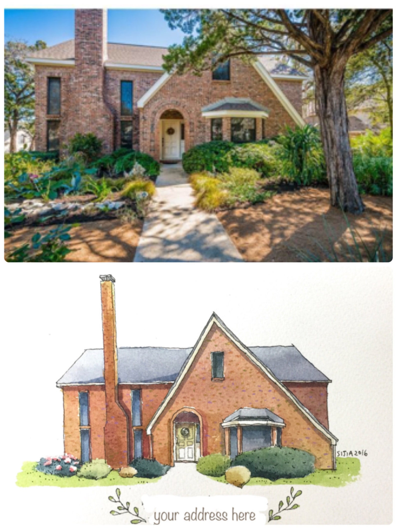 Custom House Portrait Christmas Gift Hand Painted Home - Etsy