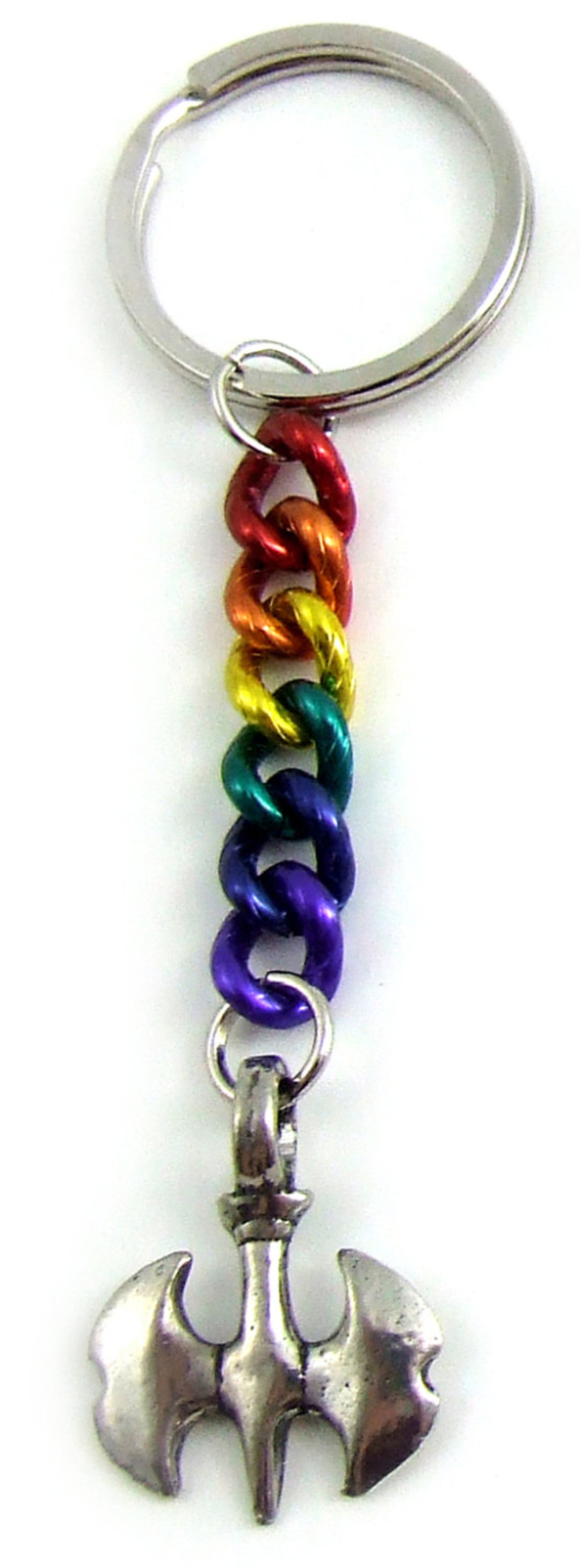 KE02 Rainbow Chain Key Chain With Labrys - Etsy