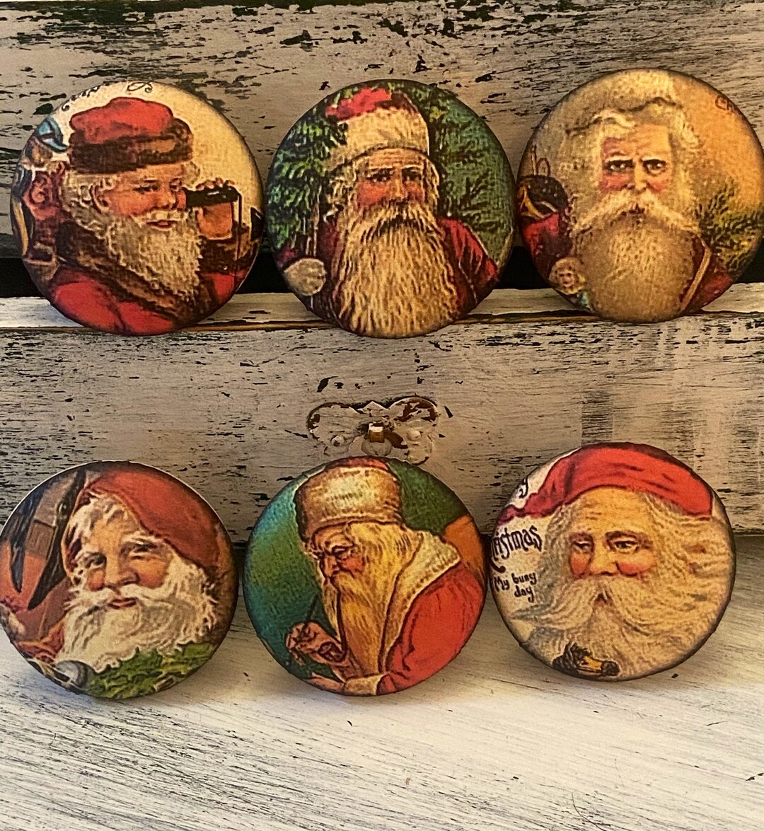 Christmas Cabinet Knobs - Handmade Wood Victorian Santa Drawer Pulls ...