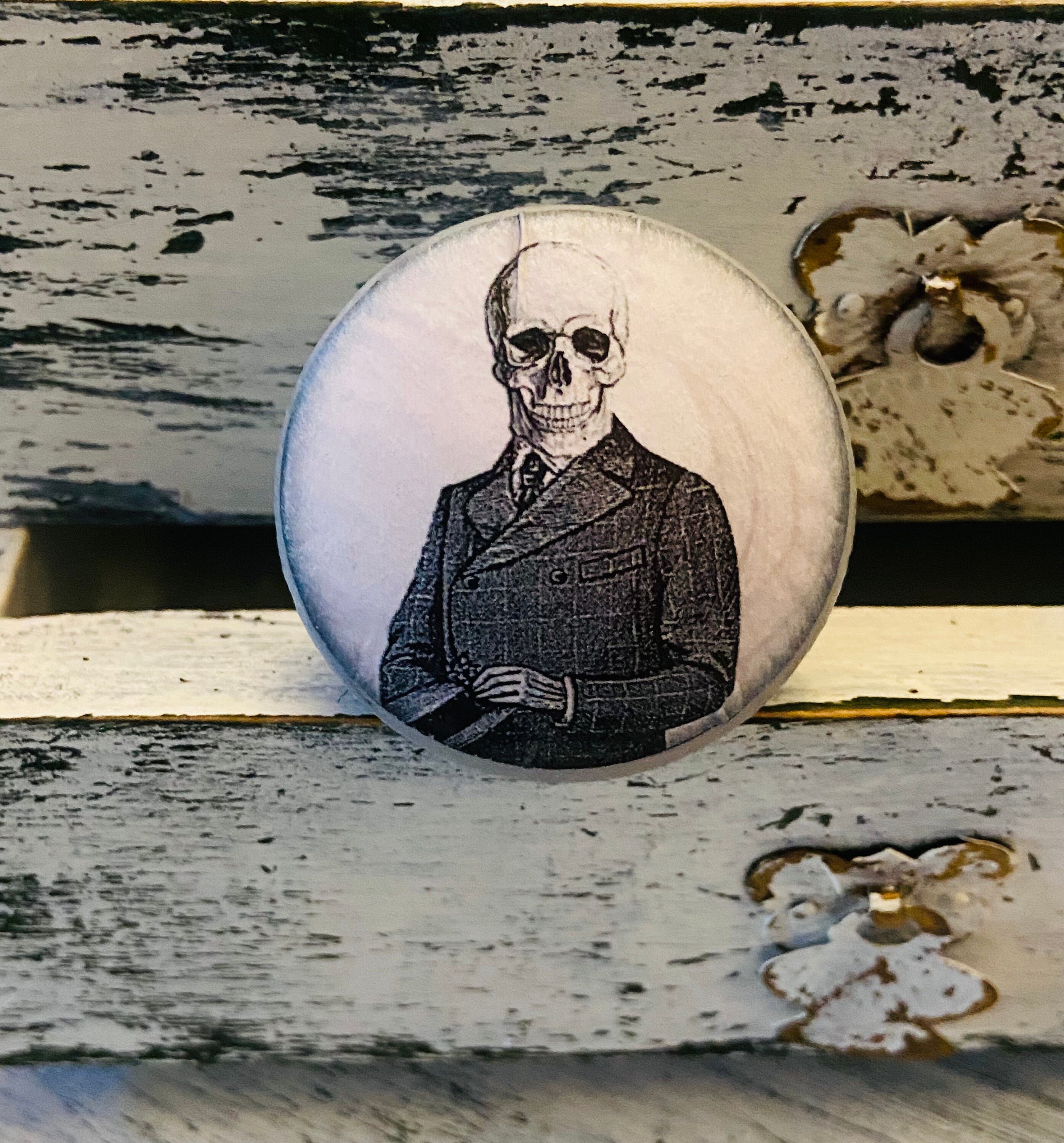 Gothic Gentleman Skeleton Skull Handmade Wood Cabinet Knobs - Etsy