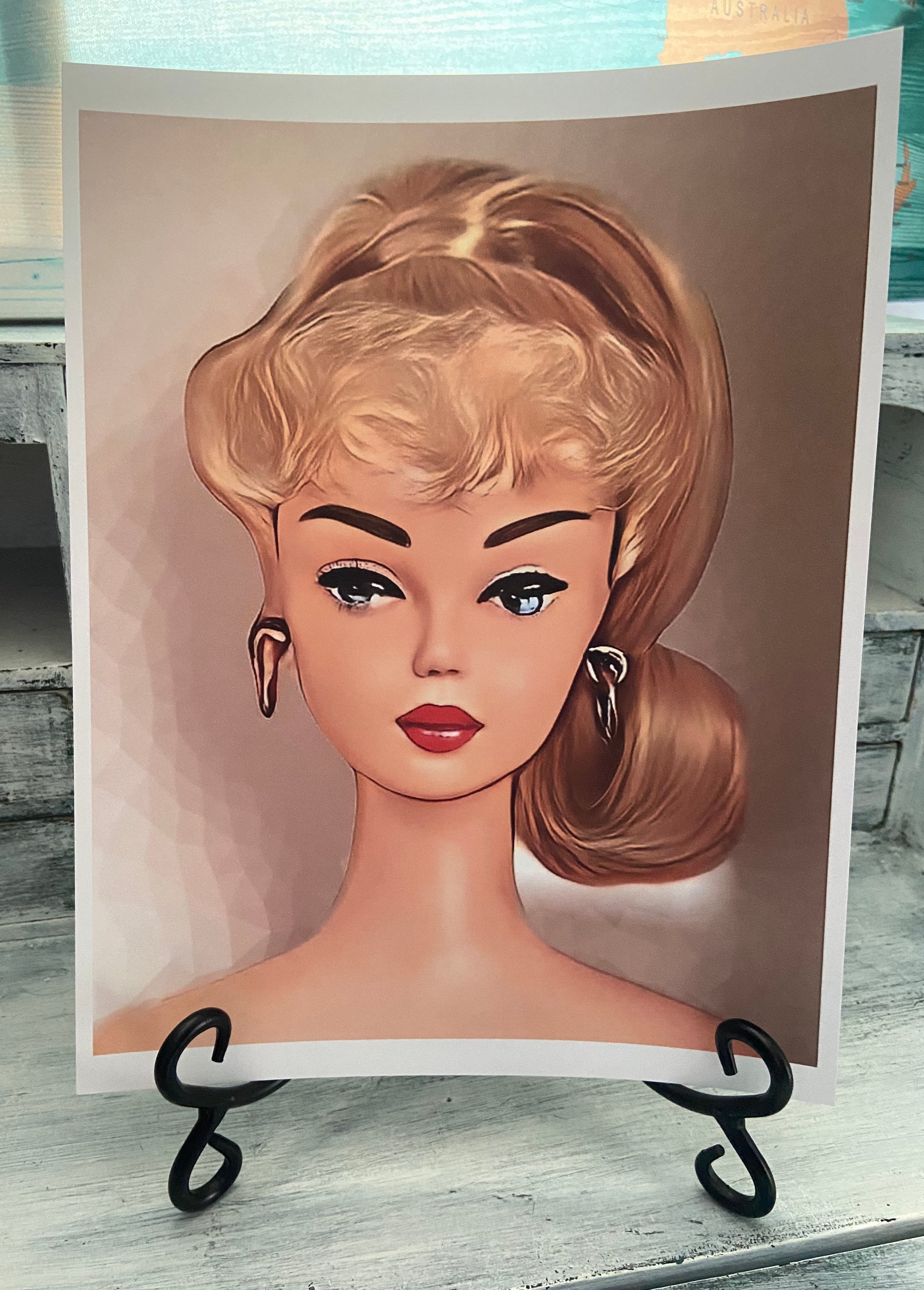 Barbie Portrait Art Print 8x10 Blonde Ponytail Silkstone - Etsy