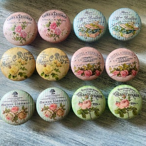 Shabby French Country Farmhouse Vintage Floral Labels Cabinet Knobs ...