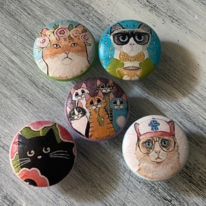 CATS Cabinet Knobs Drawer Pulls Kitty Cat Set of 10 Whimsical Felines ...