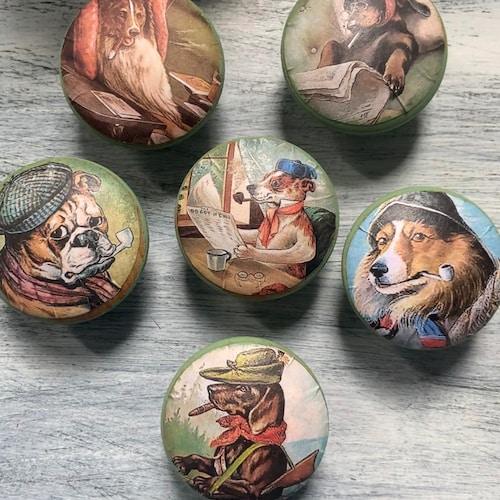 Terrier Dogs Whimsical Wood Cabinet Knobs Drawer Pulls - Etsy