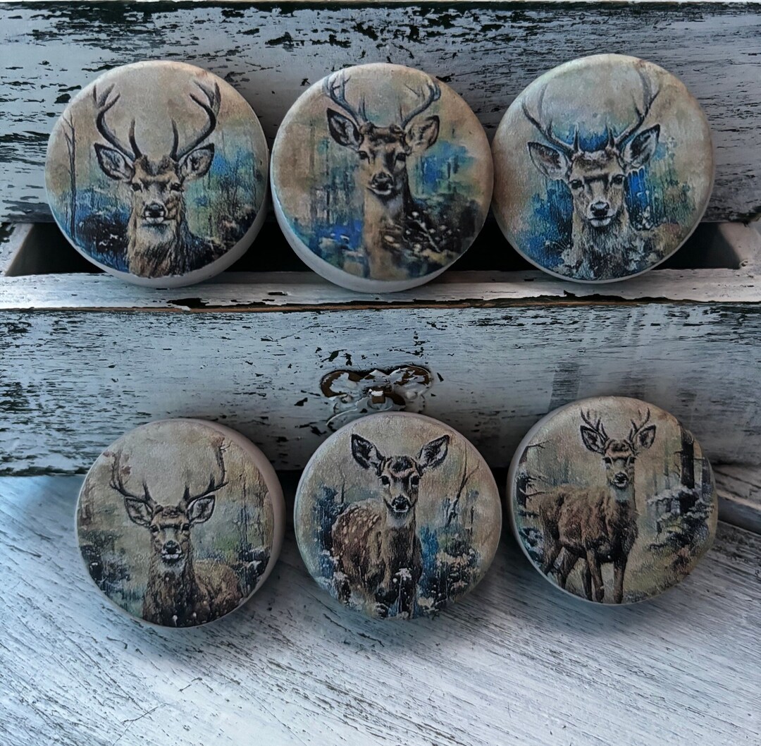 Wildlife Deer Buck Cabinet Knobs Drawer Pulls Rustic Hunting Cabin ...