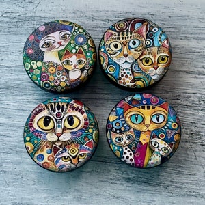 CAT Pop Art Cabinet Knobs Drawer Pulls Set of 4 Whimsical Kitty Cats ...
