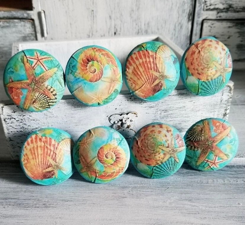 Coastal Beach House Theme Handmade Wood Cabinet Knobs or - Etsy