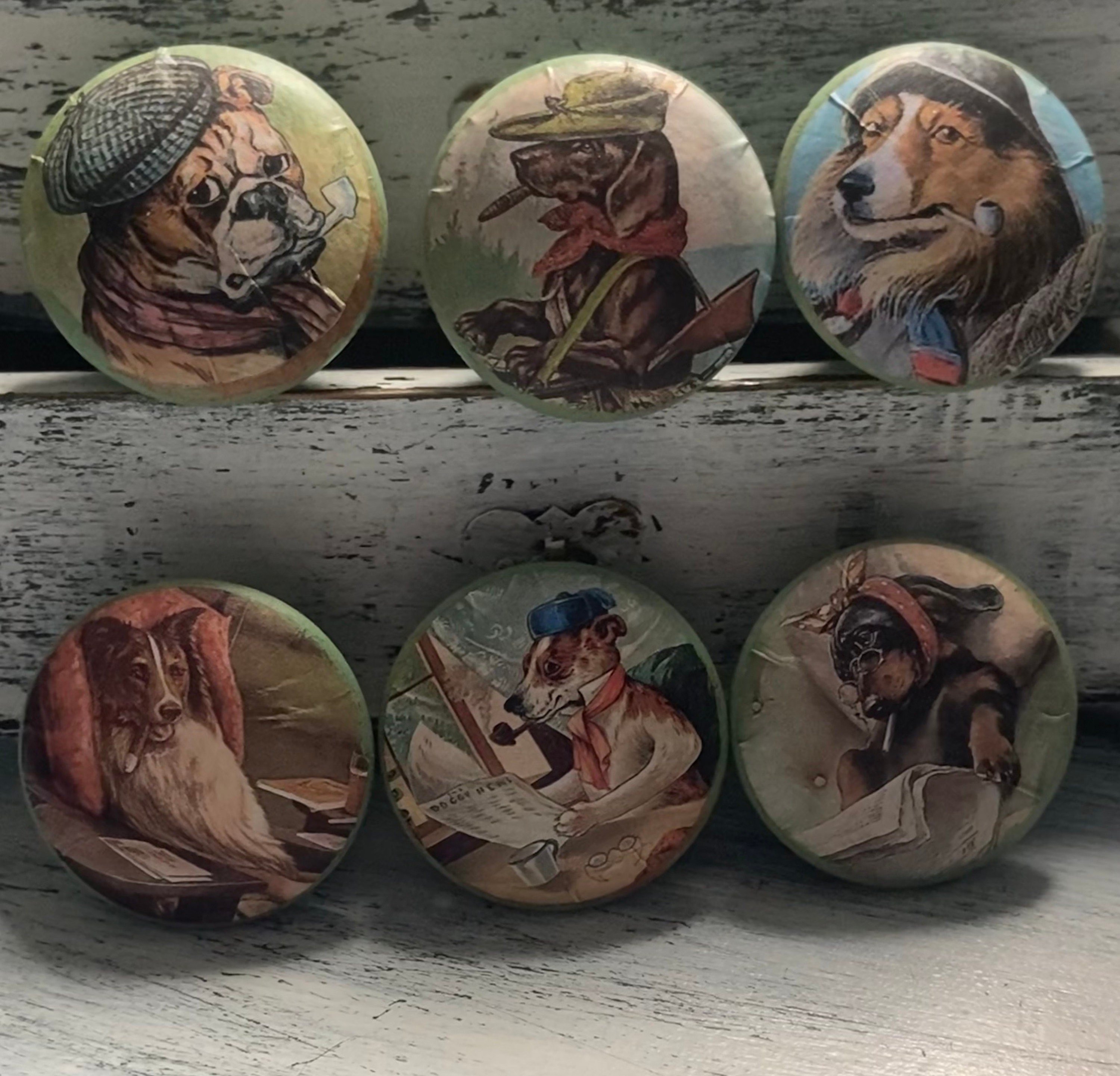 Whimsical Vintage Dogs Cabinet Knobs Drawer Pulls - Shabby Rustic Set of 6 - Etsy
