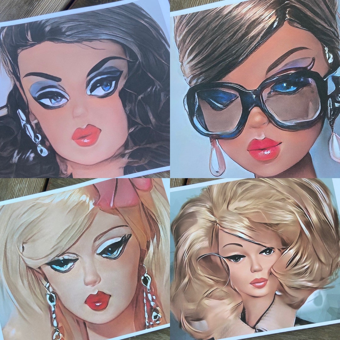 Retro Barbie Portrait Art Print Bundle 8x10 Silkstone Set of 4 - Etsy