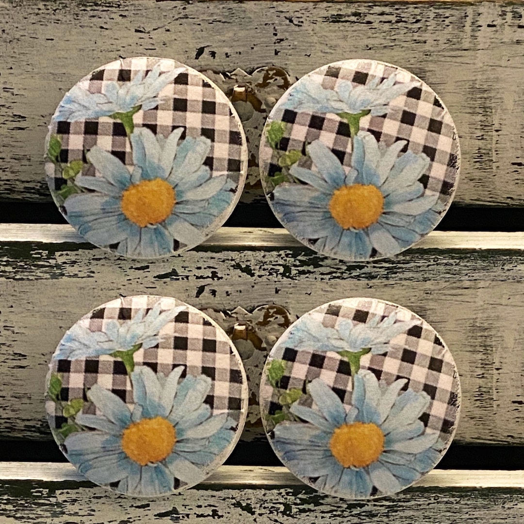 FARMHOUSE Cabinet Knobs Drawer Pulls Set of 4 : BUFFALO CHECK Black ...