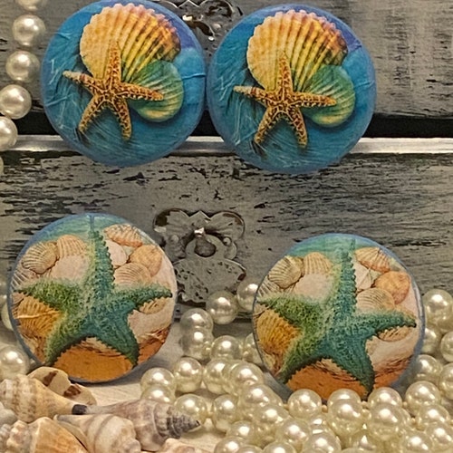 Coastal Sea Life Theme Beach House Handmade Wood Cabinet Knobs - Etsy