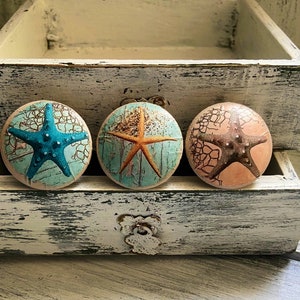 COASTAL Cabinet Knobs Drawer Pulls BEACH HOUSE Starfish Sea - Etsy
