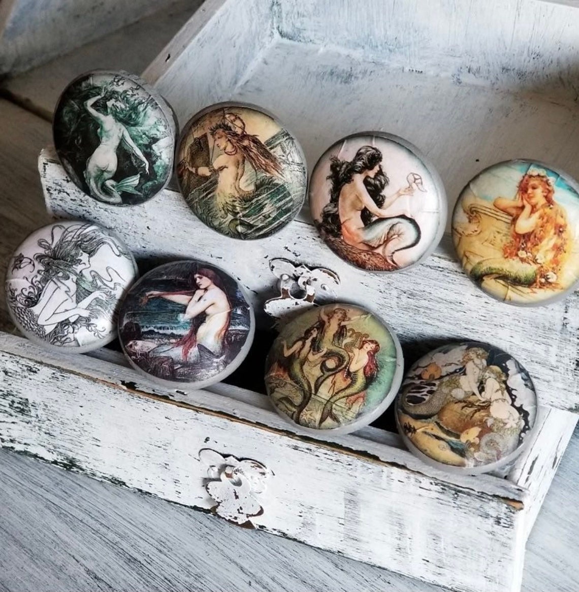 Vintage Mermaid Cabinet Knobs - Handmade Wood Drawer Pulls ...