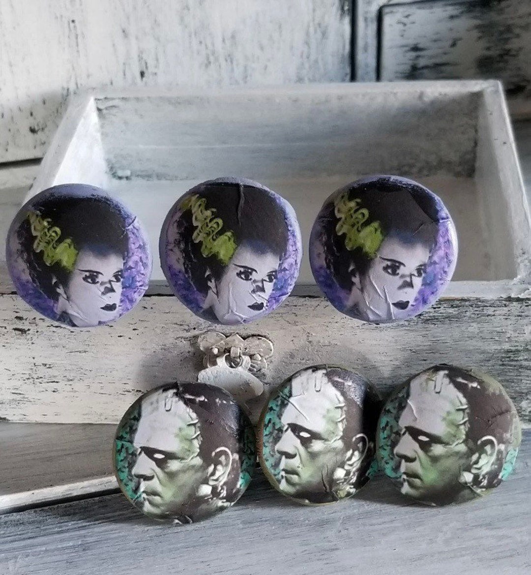 Frankenstein & Bride Cabinet Knobs Handmade Wood Drawer Pulls Set - Etsy