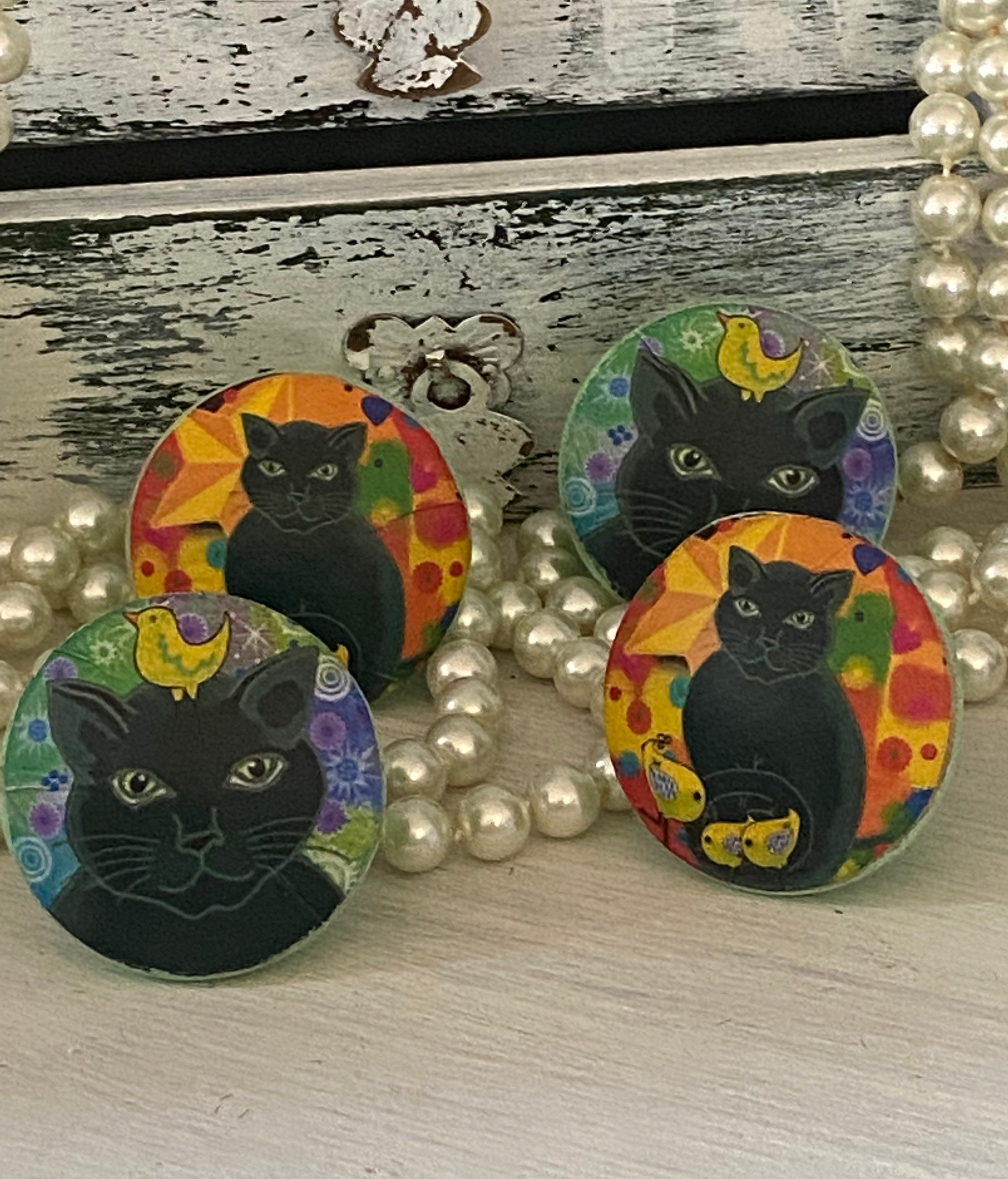 BLACK CAT Cabinet Knobs Drawer Pulls Set of 4 Shabby Boho - Etsy