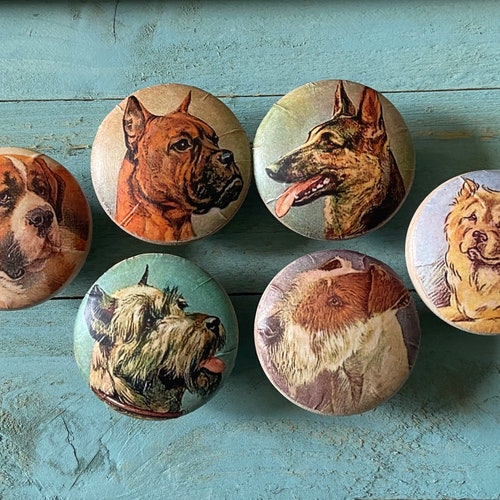 Terrier Dogs Whimsical Wood Cabinet Knobs Drawer Pulls - Etsy