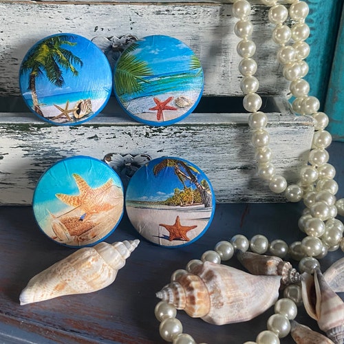 Coastal Beach House Theme Handmade Wood Cabinet Knobs or - Etsy