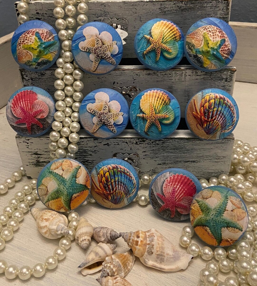 Coastal Cabinet Knobs Furniture Drawer Pulls Set of 12 Beach House ...