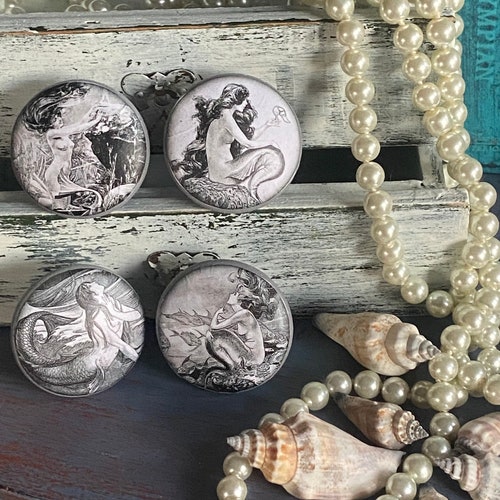 Vintage Mermaid Handmade Wood Cabinet Knobs Drawer Pulls Set - Etsy
