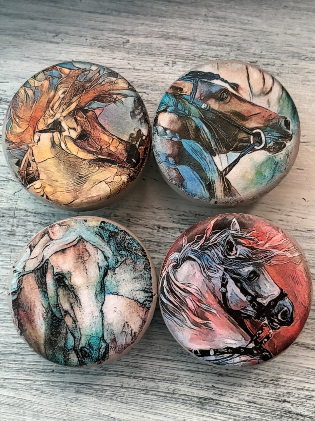 Bohemian Horse Portrait Cabinet Knobs Drawer Pulls Handmade Set of 4 ...
