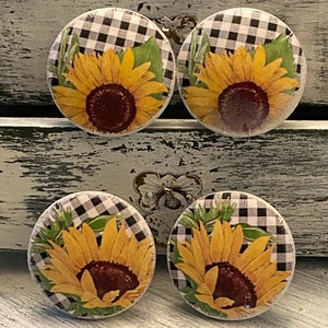 FARMHOUSE Cabinet Knobs Drawer Pulls Set of 4 : BUFFALO CHECK Black ...