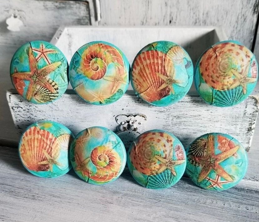 Coastal Beach House Theme Handmade Wood Cabinet Knobs or - Etsy