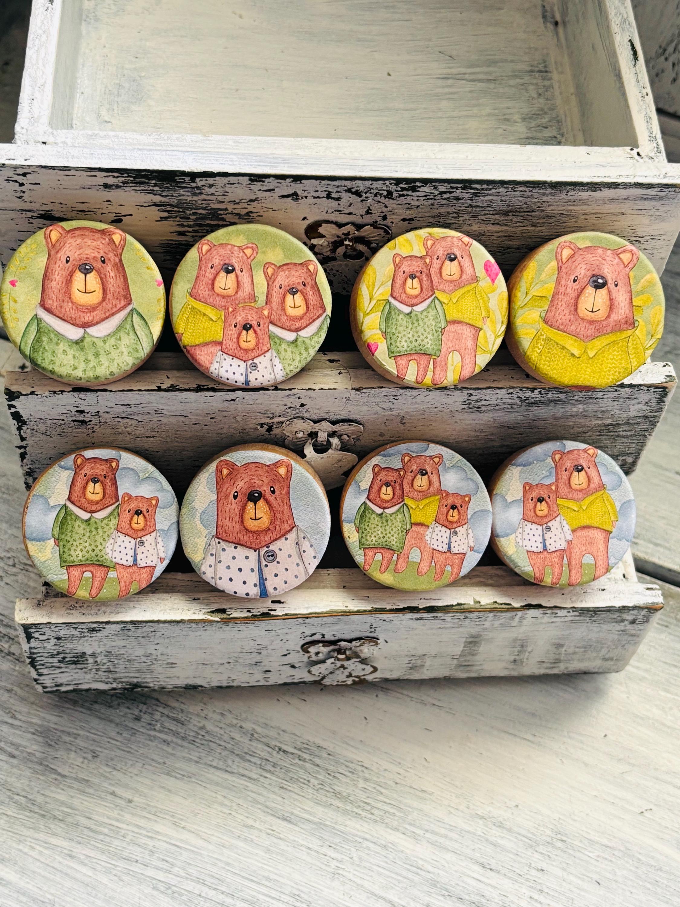 Handmade Bear Cabinet Knobs, Nursery Drawer Pulls, Cute Bear Family ...
