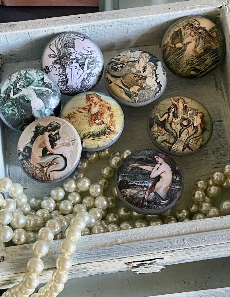 Victorian Mermaid Theme Cabinet Knobs Drawer Pulls Set of 8 - Etsy