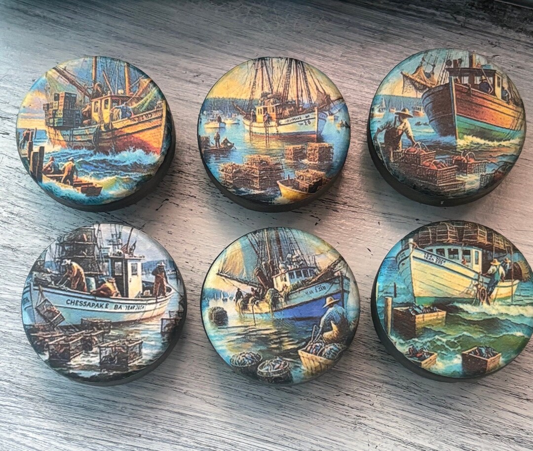 Coastal Cabinet Knobs Drawer Pulls Rustic Beach House Decor Chesapeake Bay Fisherman Atlantic ...