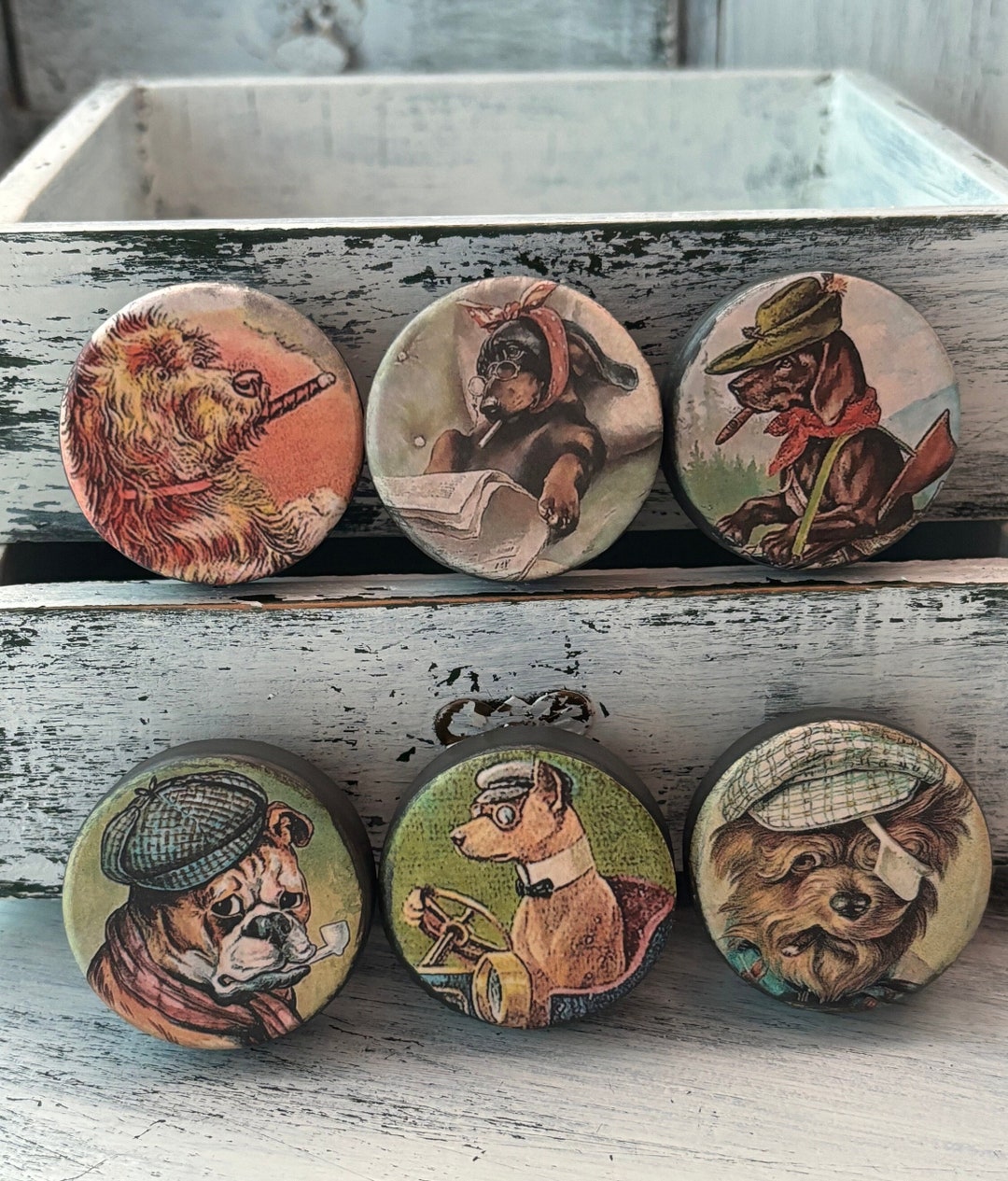 DOG Cabinet Knobs Drawer Pulls Set of 6 Whimsical Vintage Cottage Eclectic Home Decor - Etsy