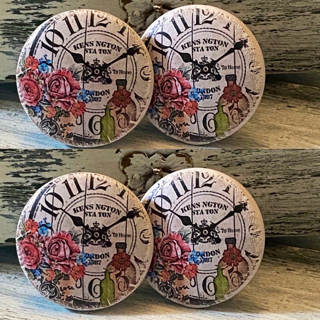 Vintage Clock Theme Cabinet Knobs Drawer Pulls Set of 4 - Shabby ...