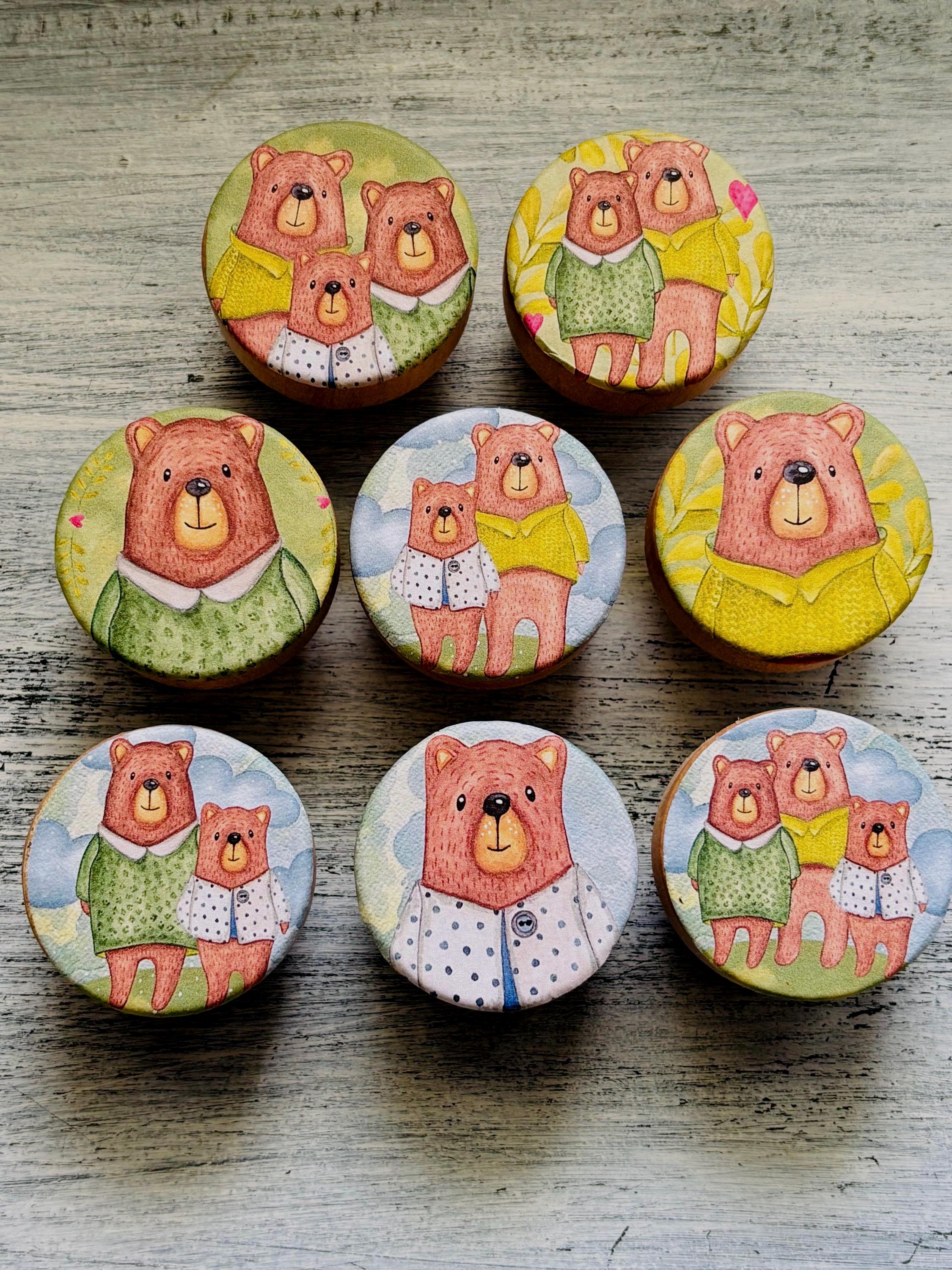 Handmade Bear Cabinet Knobs, Nursery Drawer Pulls, Cute Bear Family ...
