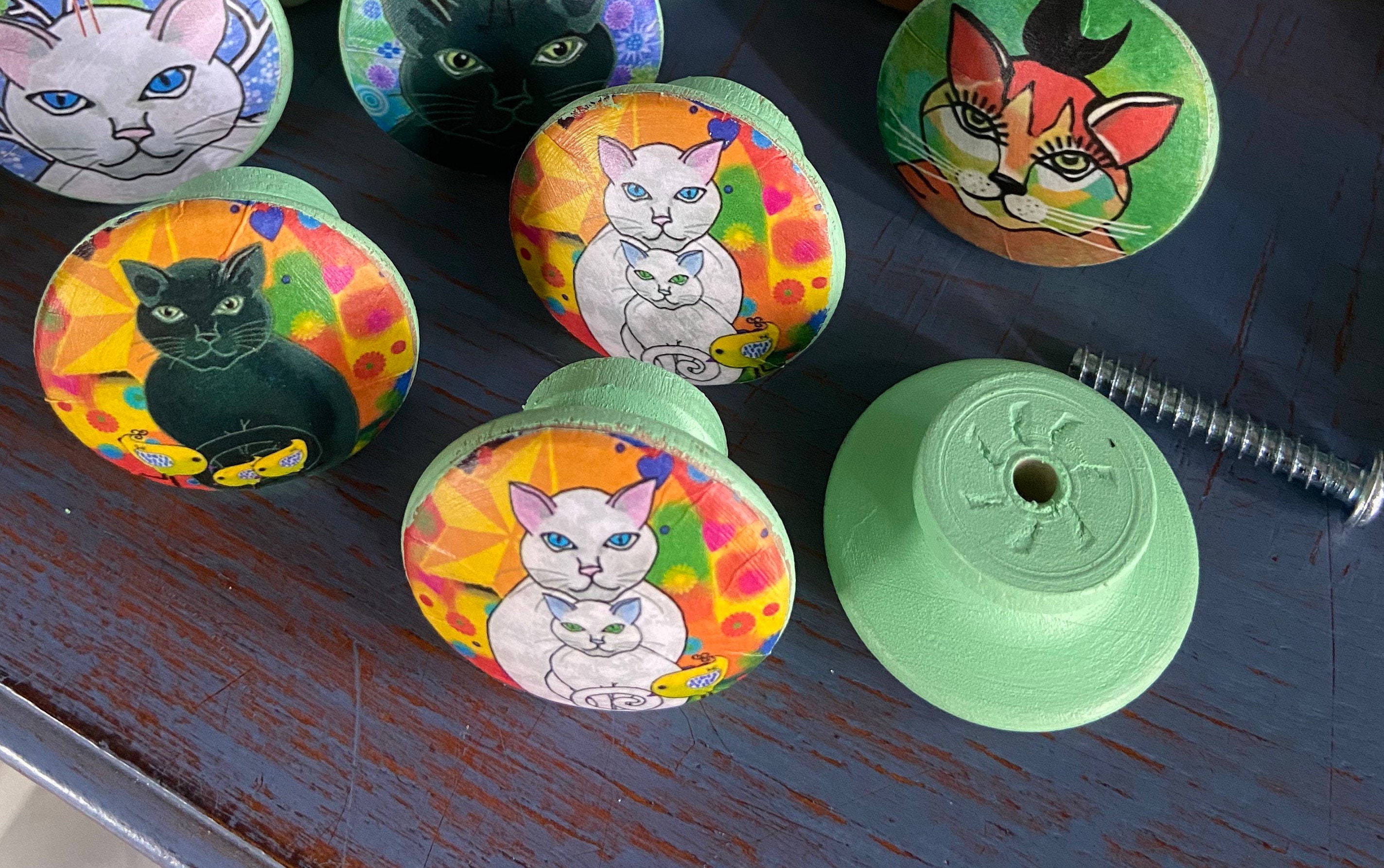 BLACK CAT Cabinet Knobs Drawer Pulls Set of 4 Shabby Boho - Etsy