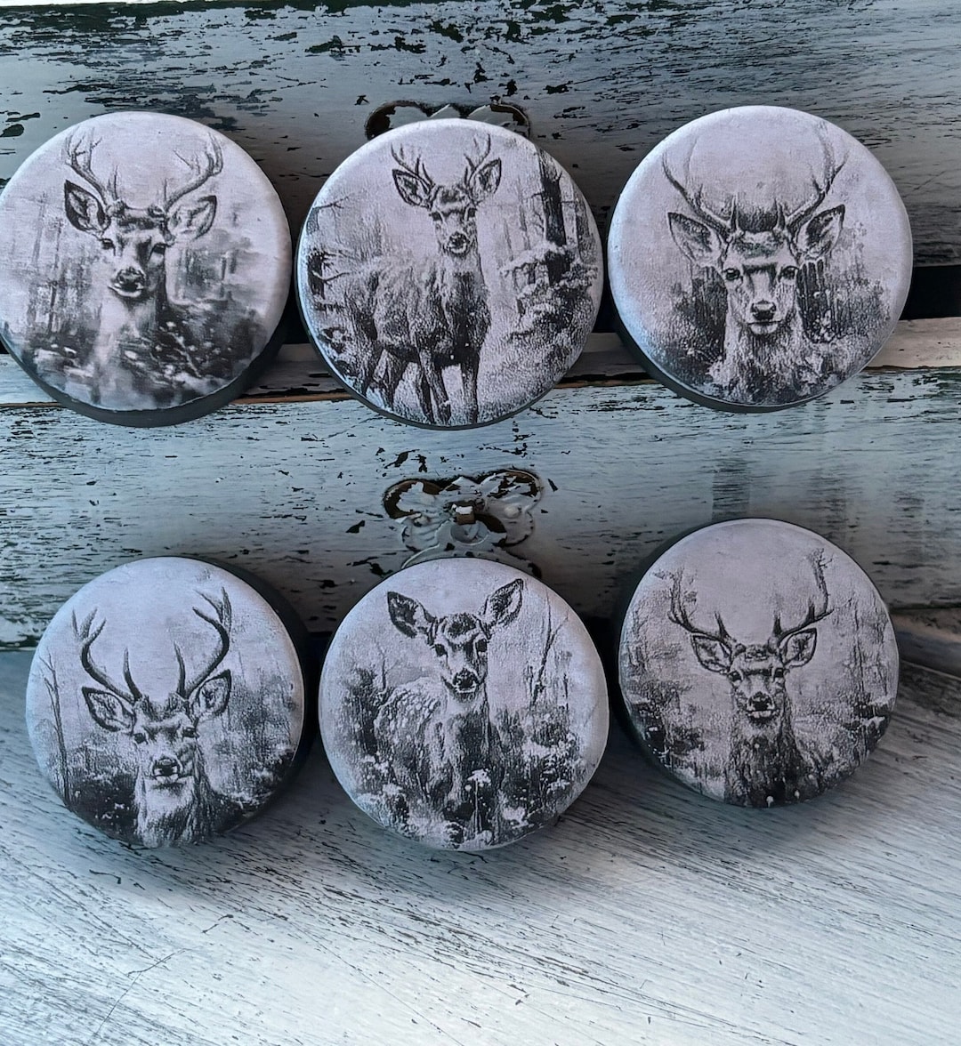 Rustic Wildlife Deer Buck Cabinet Knobs Drawer Pulls Hunting Cabin ...
