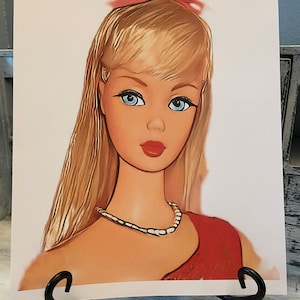 Retro Barbie Portrait Art Print 8x10 Blonde Barbie 301A - Etsy