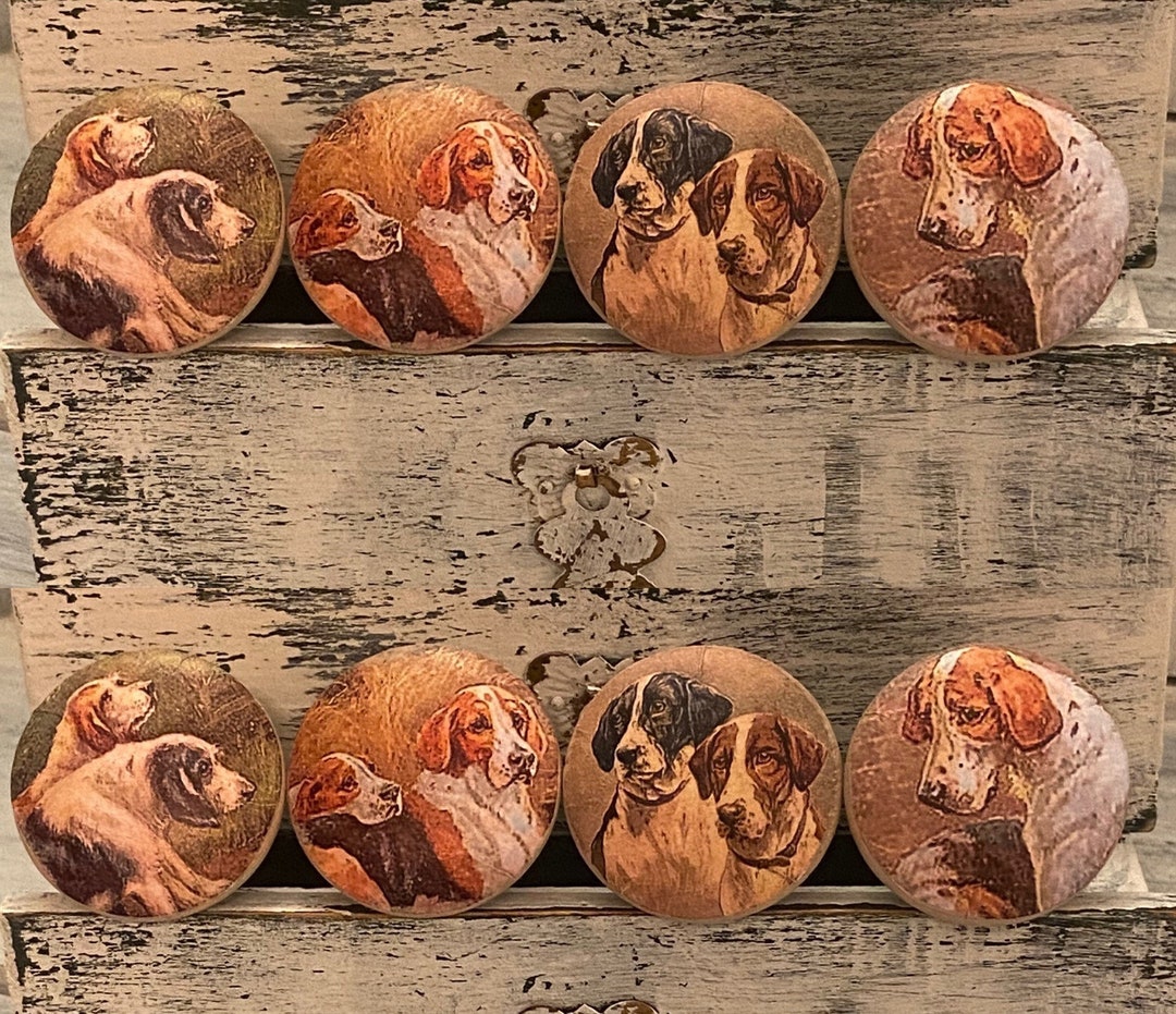 Hunting Sporting Dogs Cabinet Knobs Handmade Wood Drawer Pulls Set - Etsy