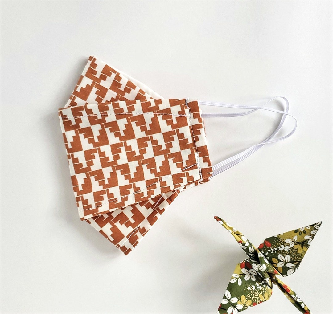 3D Origami Face Mask | Sienna Orange Mask| 2 Layer Mask| Quality Poplin ...