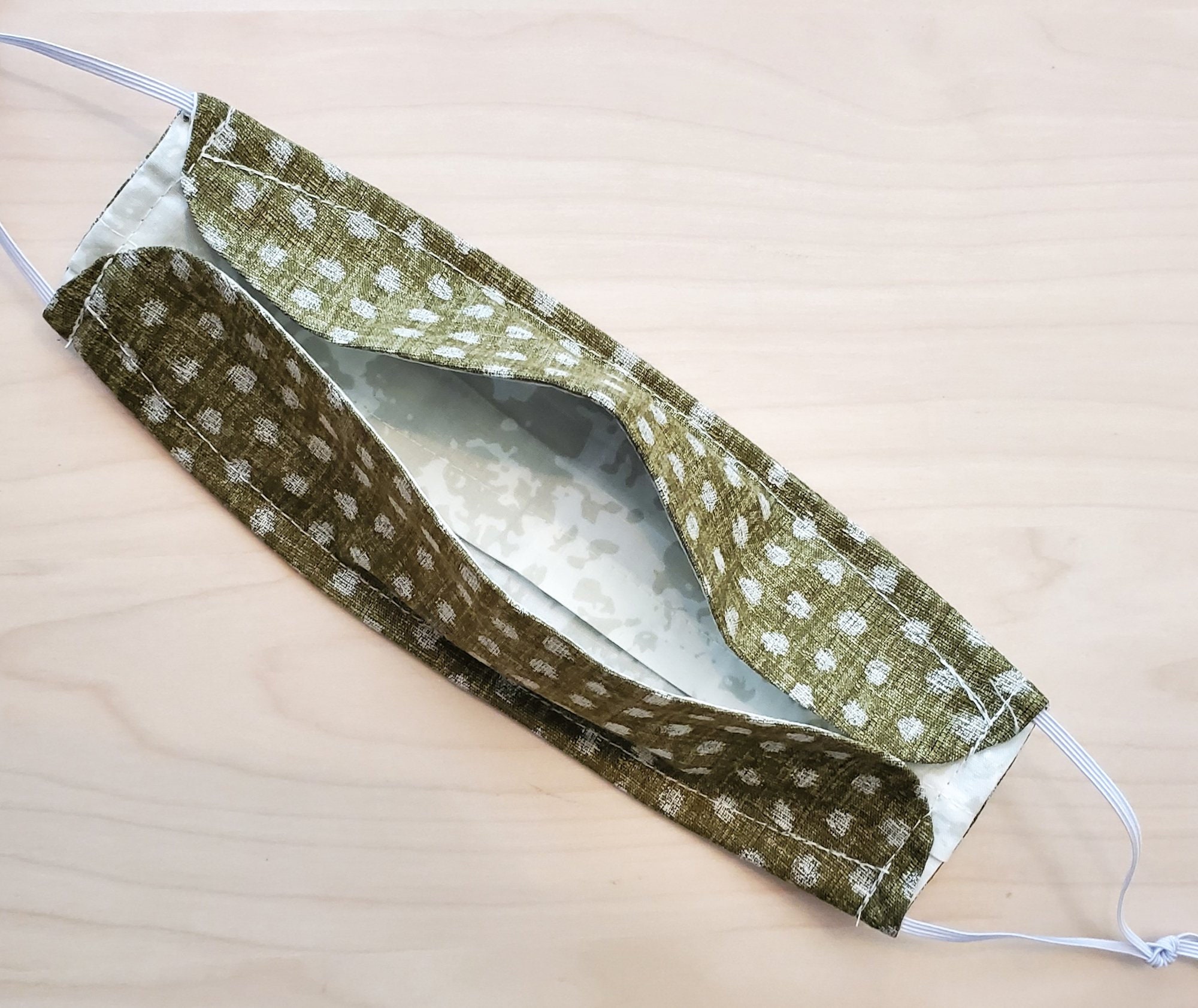 3D Origami Face Mask |dobby Green Dots | Japanese Textiles | Quality ...